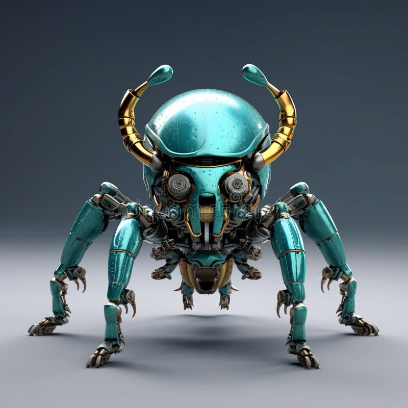 Digital Illustration of Robot Horn Beetle Stock Illustration ...