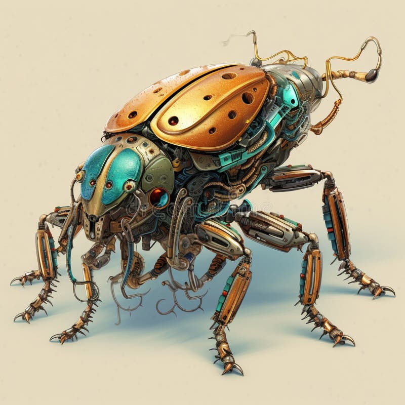 Digital Illustration of Robot Horn Beetle Stock Illustration ...