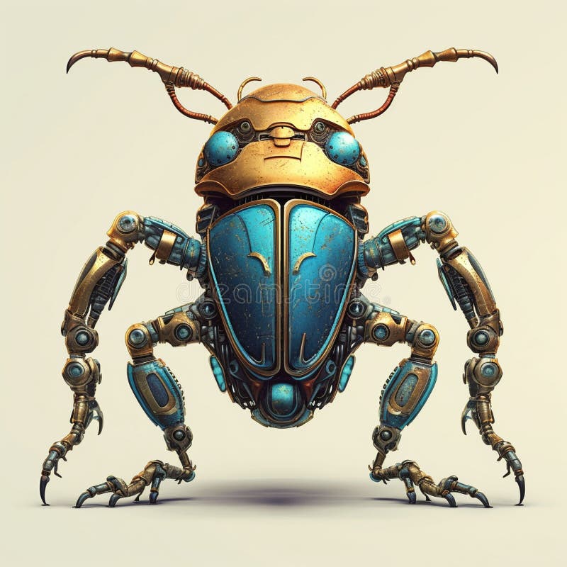Digital Illustration of Robot Horn Beetle Stock Illustration ...