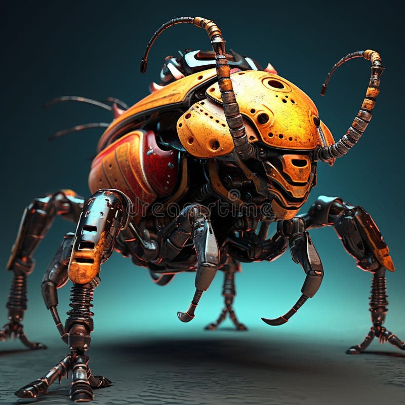 Digital Illustration of Robot Horn Beetle Stock Illustration ...