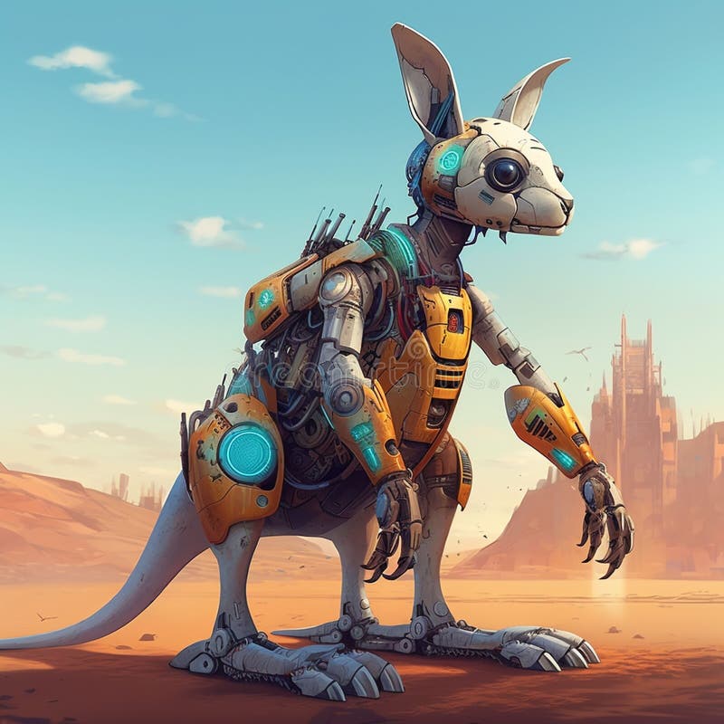 Digital Illustration of Robot Kangaroo Stock Illustration ...