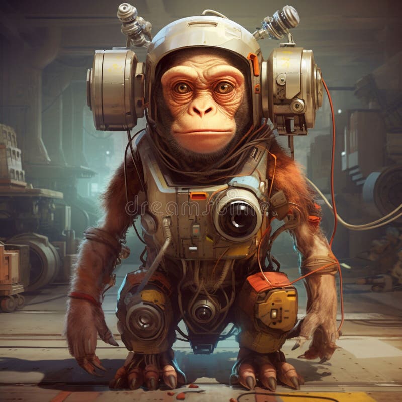 Digital Illustration of Robot Monkey Stock Illustration - Illustration ...