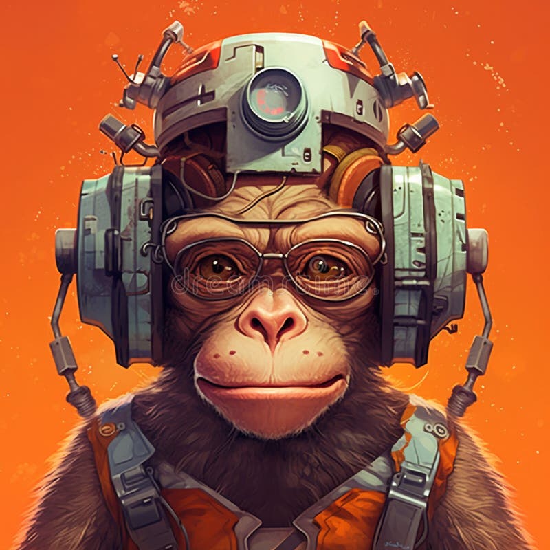 Digital Illustration of Robot Monkey Stock Illustration - Illustration ...