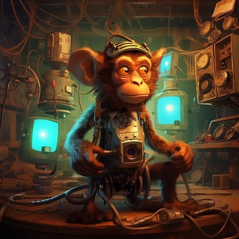 Digital Illustration of Robot Monkey Stock Illustration - Illustration ...