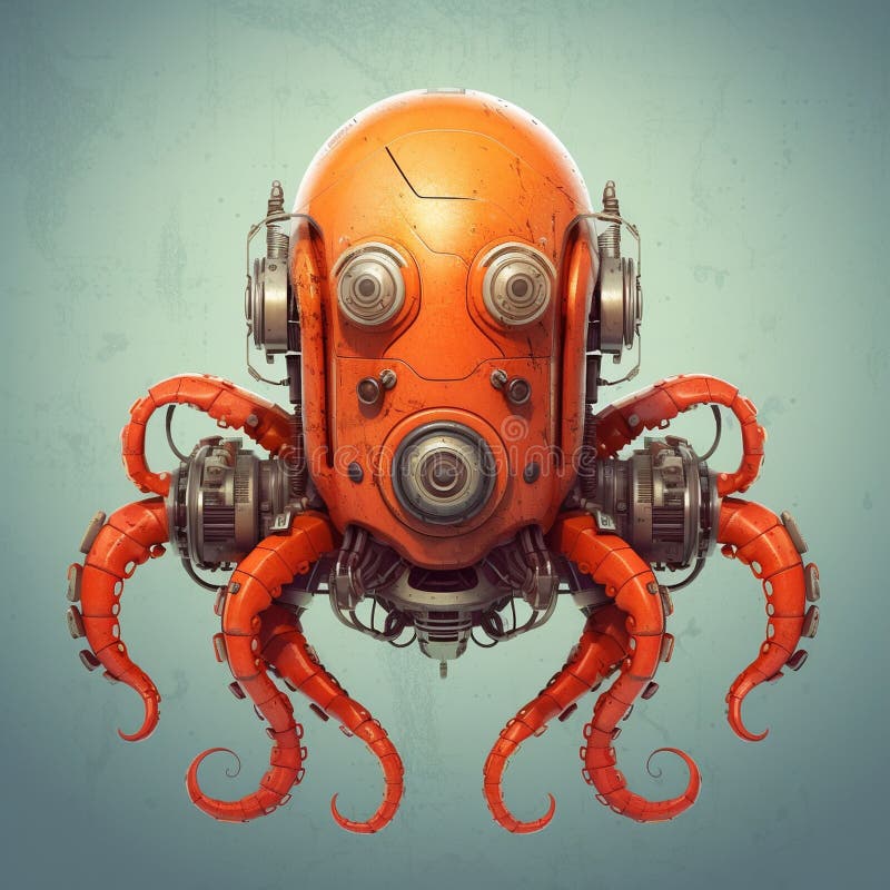 Digital Illustration of Robot Octopus Stock Illustration - Illustration ...