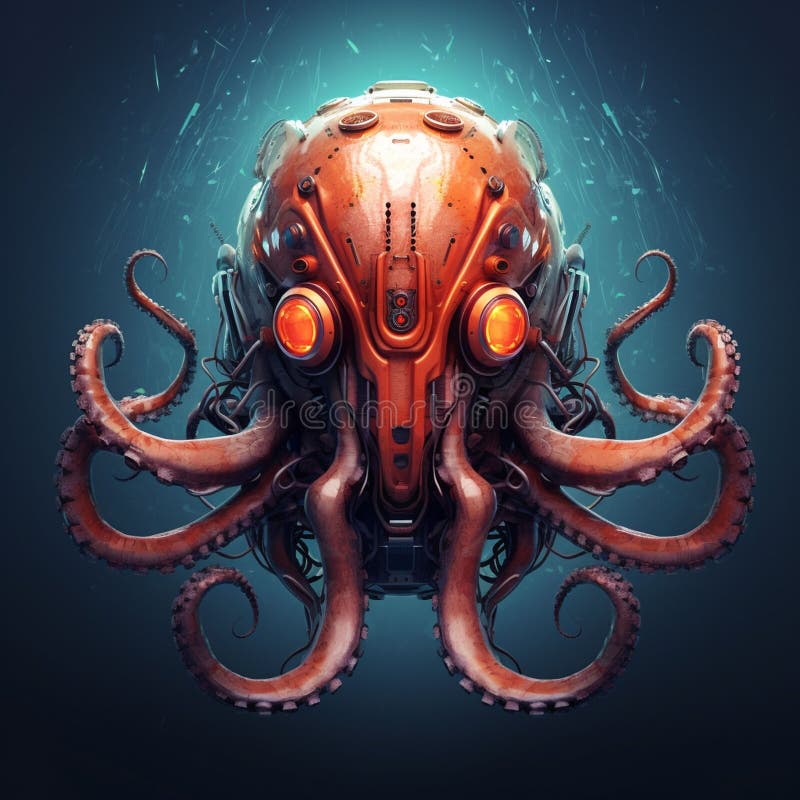 Digital Illustration of Robot Octopus Stock Illustration - Illustration ...