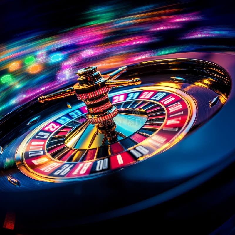 Digital Illustration of Roulette Wheel in Colour Background with Bokeh ...