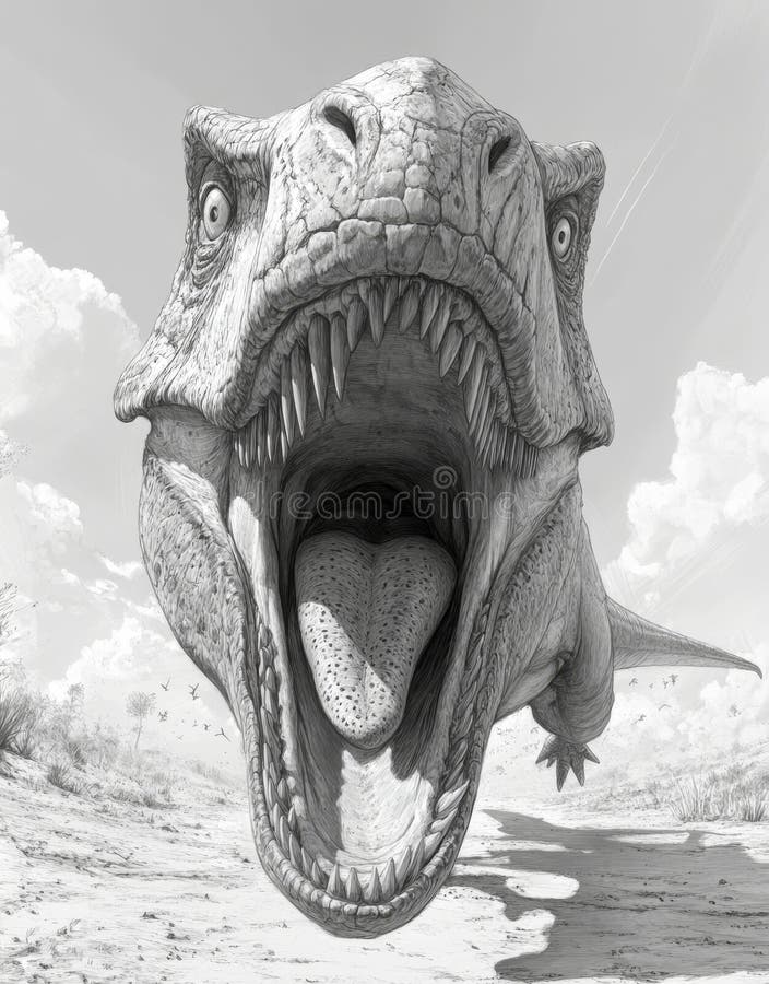 Digital Illustration of a Running Dinosaur Stock Image - Image of ...