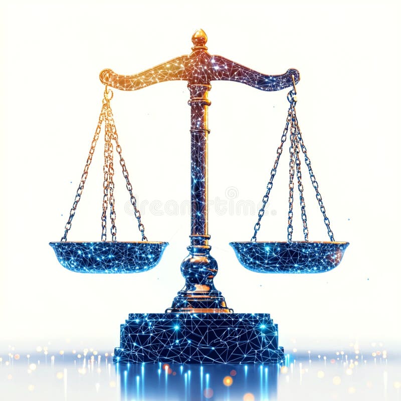 Digital Justice Scales Law Concept Technology Illustration Isolated on ...
