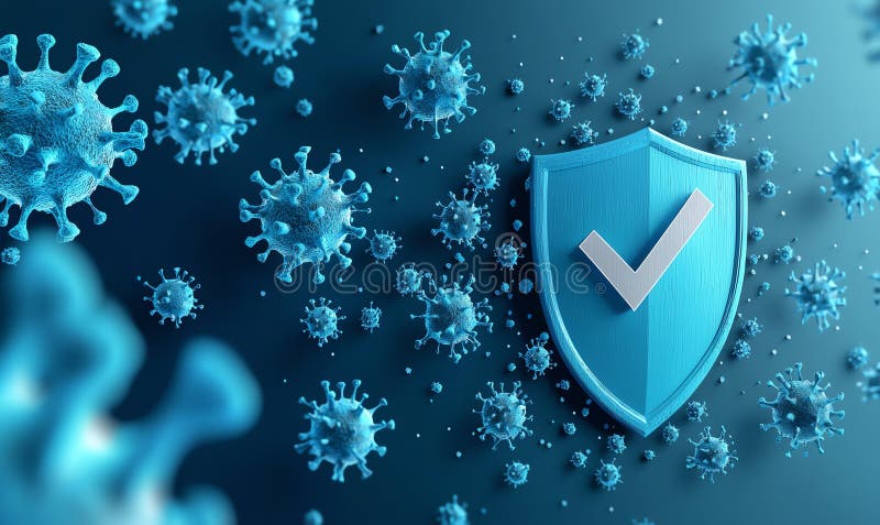 Digital Illustration of a Shield Symbolizing Protection Against Viruses ...