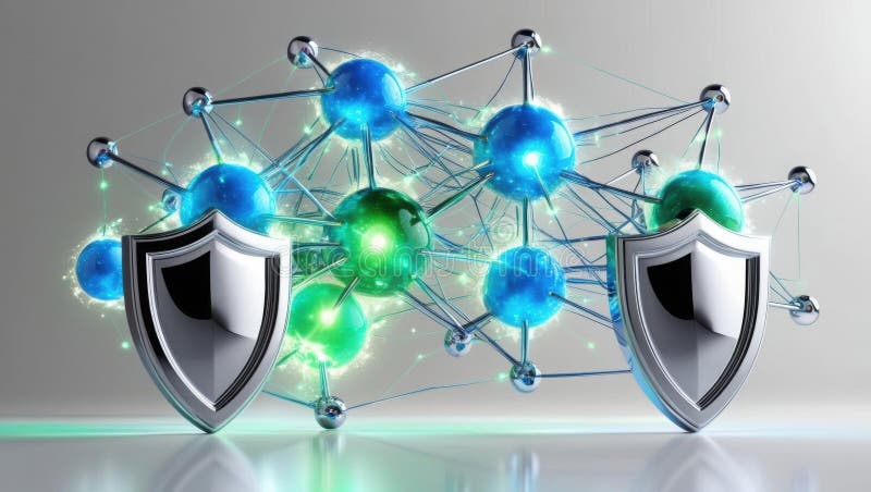 Digital Illustration of Shields Protecting Colorful Molecular ...