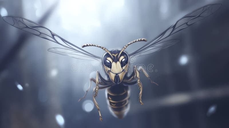 Majestic Wasp in Flight stock illustration. Illustration of insect ...