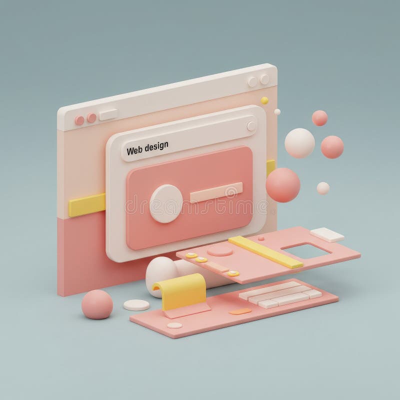 A Digital Illustration Showcasing an Interactive Webpage Design Interface, Featuring Code ...