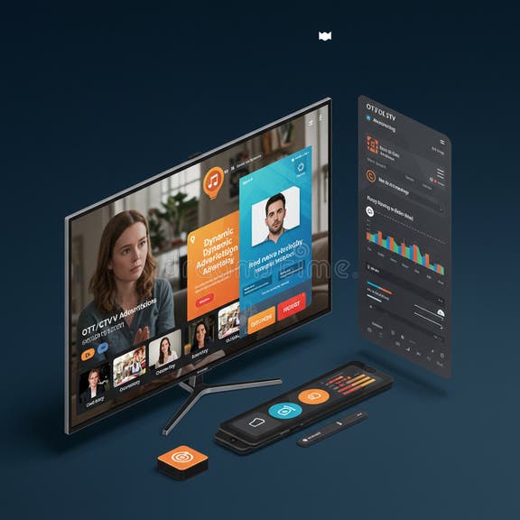 A Digital Illustration Showcasing a Smart TV Interface with Various ...