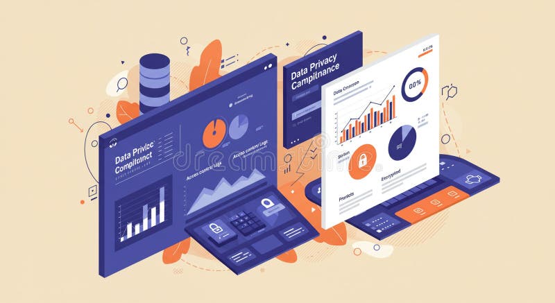 Digital Illustration Shows an Array of Data Privacy Compliance ...