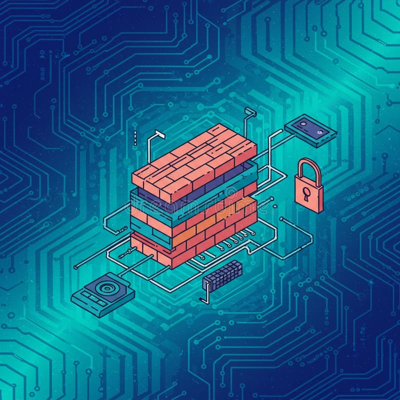 A Digital Illustration Shows a Brick Wall Symbolizing a Firewall ...