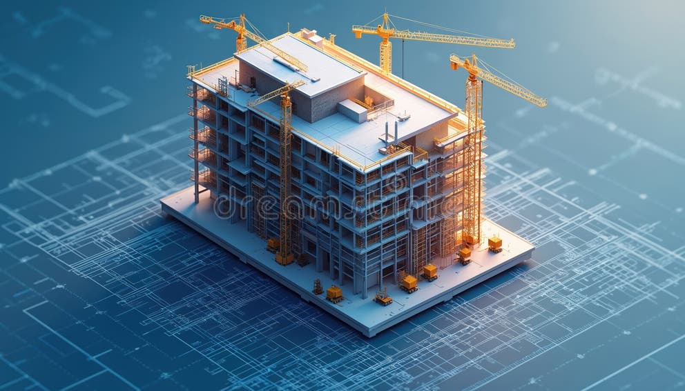 Digital Illustration Shows Construction Building Information Modeling ...