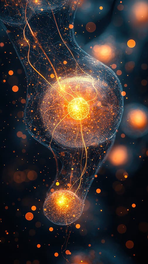 Digital Illustration Shows Glowing Neurons Transmitting Signals with ...