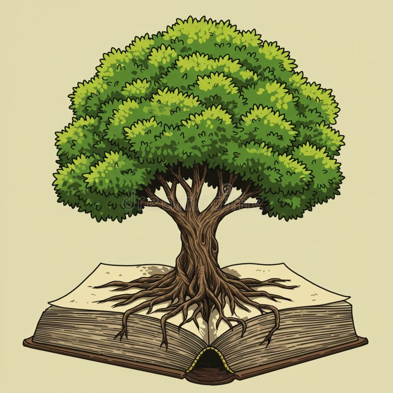 A Digital Illustration Shows a Lush Green Tree Growing from the Pages ...