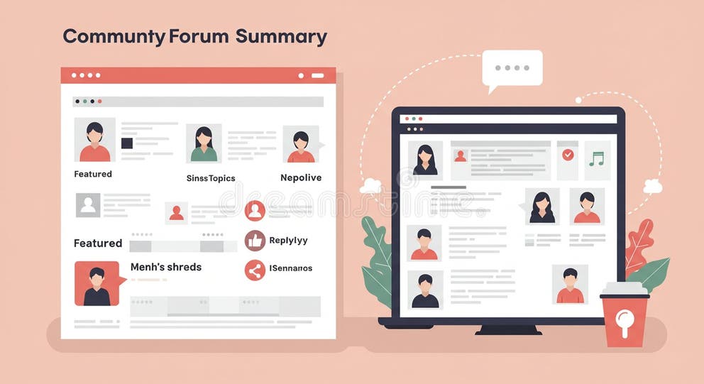 A Digital Illustration Shows Two Computer Screens Displaying User ...