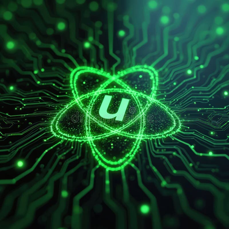 Digital Illustration Shows Uranium Element Symbol with Atom Structure ...