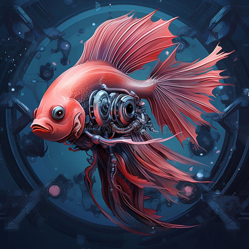 Digital Illustration of Siamese Fighting Fish Robot Stock Illustration ...