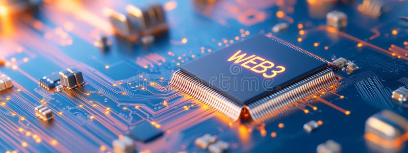 Futuristic Microchip with Web3 Label in Digital Illustration Stock ...