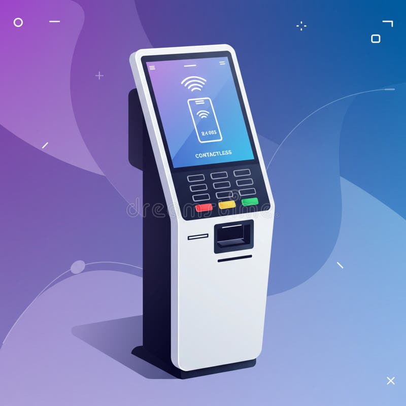 A Digital Illustration of a Sleek, Modern Payment Kiosk with a Touch ...