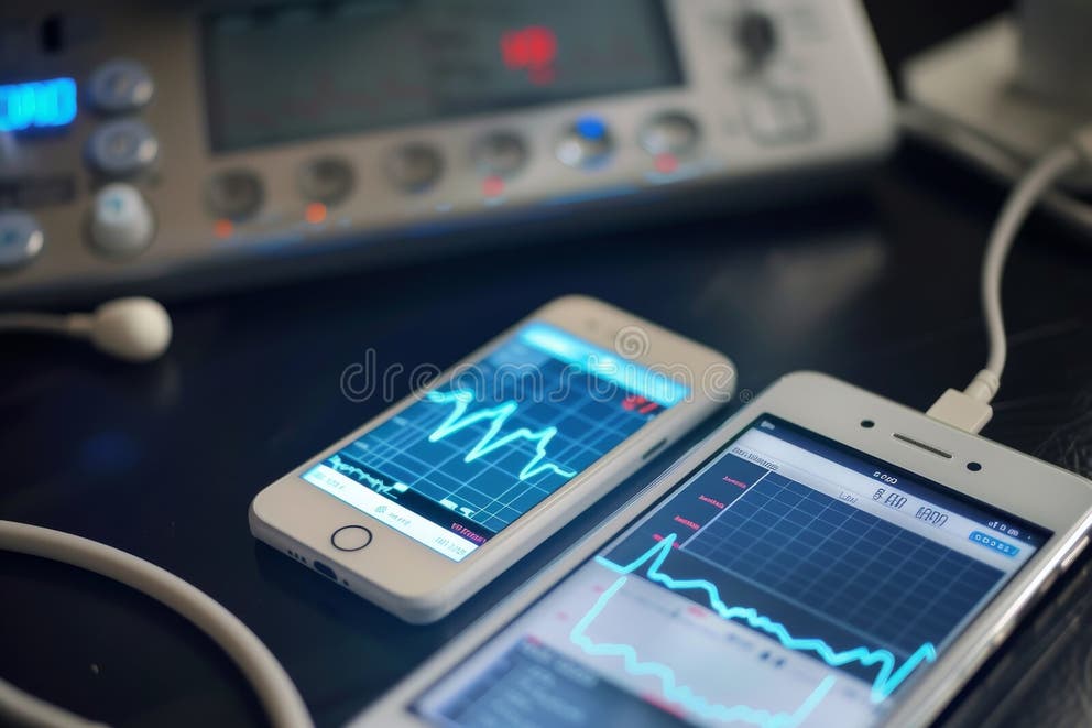 Digital Illustration of Smartphone Based ECG Machine Stock Illustration ...
