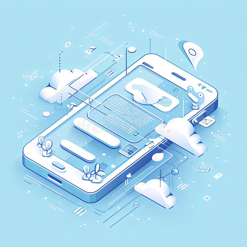 Digital Illustration of Smartphone with Cloud and Internet Symbols ...