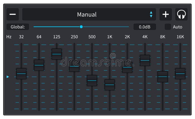 Digital Illustration of Sound Equalizer Interface with Various Sliders ...