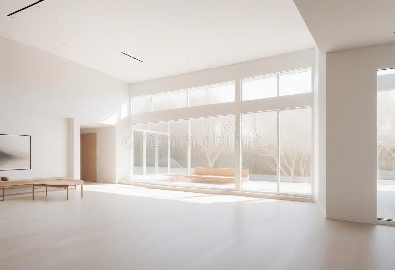 Digital Illustration of a Spacious Minimal Architectural Space Stock ...