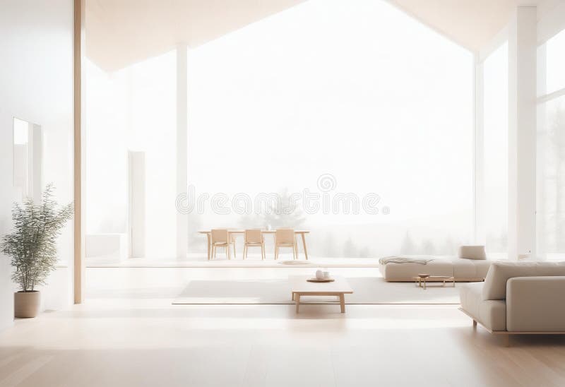 Digital Illustration of a Spacious Minimal Architectural Space Stock ...