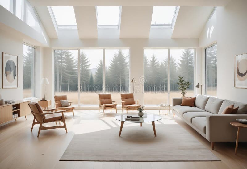 Digital Illustration of a Spacious Minimal Architectural Space Stock ...