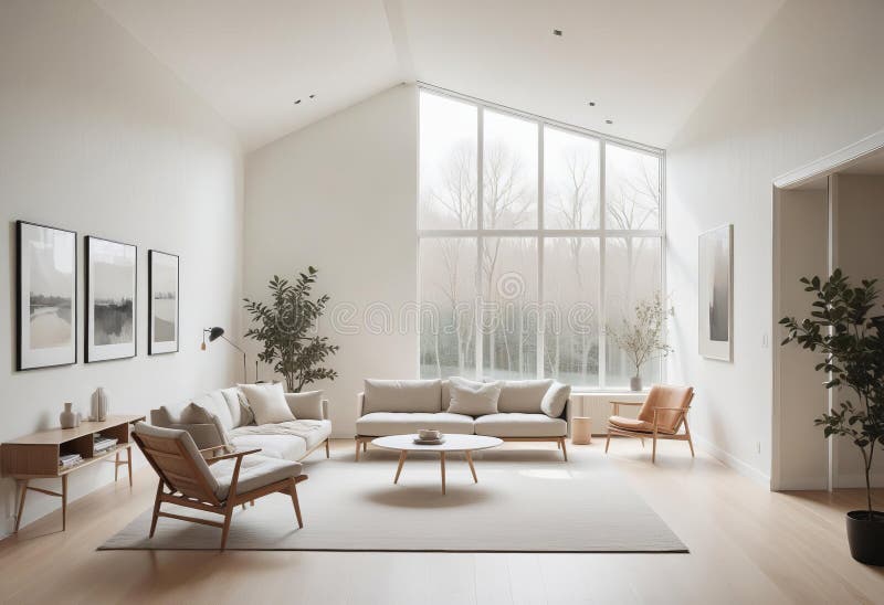 Digital Illustration of a Spacious Minimal Architectural Space Stock ...