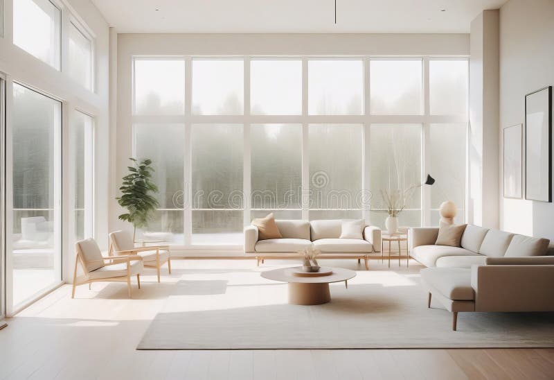 Digital Illustration of a Spacious Minimal Architectural Space Stock ...