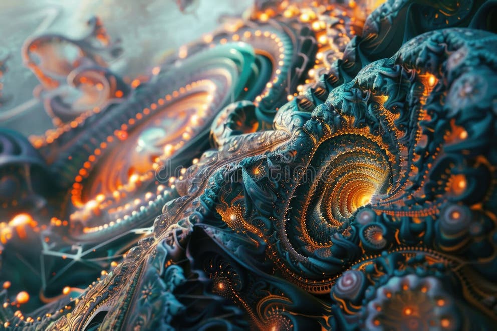 A Digital Illustration of a Spiral Pattern with Repeating Shapes Stock ...