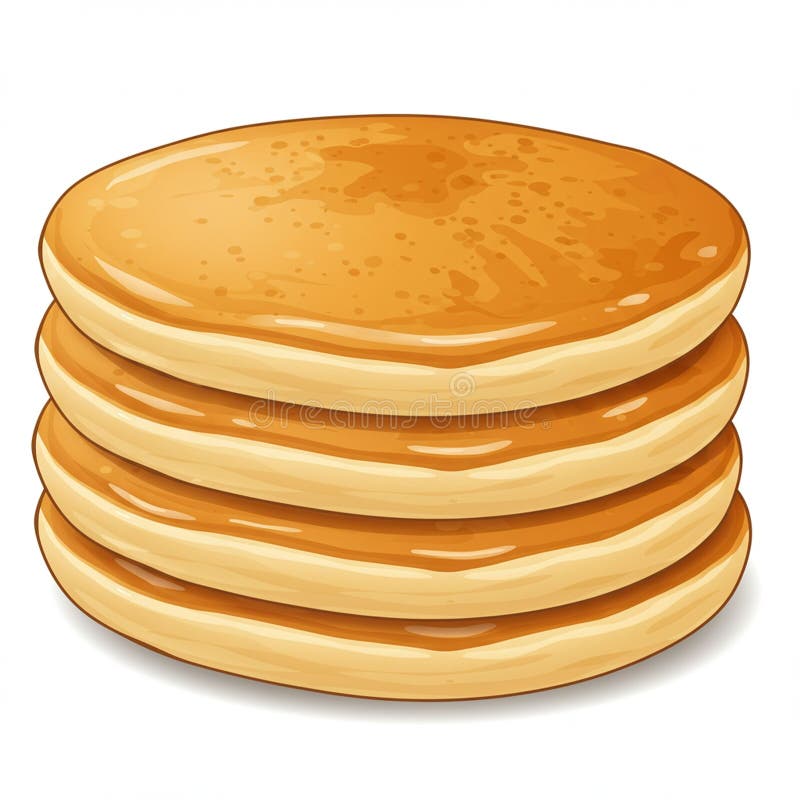 A Digital Illustration of a Stack of Four Pancakes with a Glossy ...