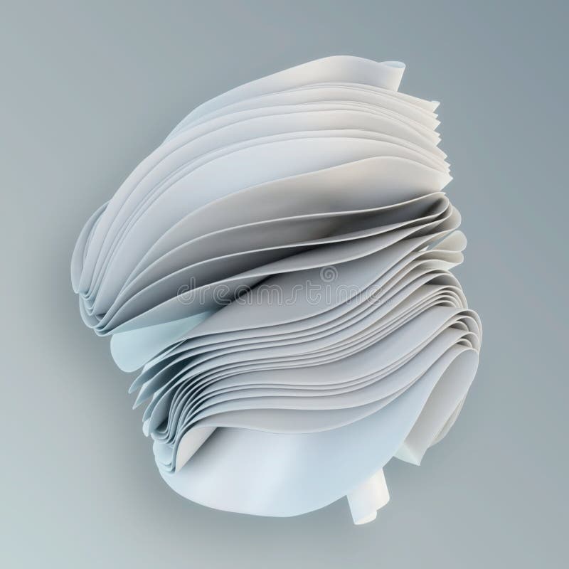 Digital Illustration of a Stack of Wavy Shapes that Resemble Sheets of ...