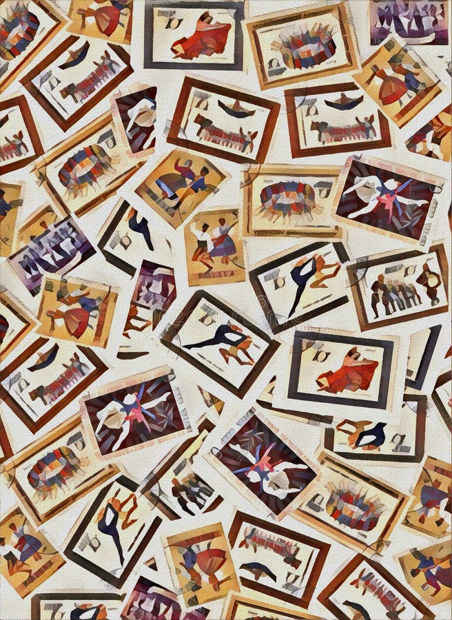 Digital Illustration. Stamps Choreography Dance Vintage Set of ...