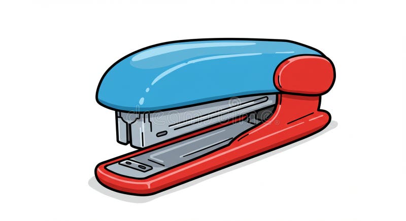 A Digital Illustration of a Stapler with a Smooth, Rounded Design. the ...