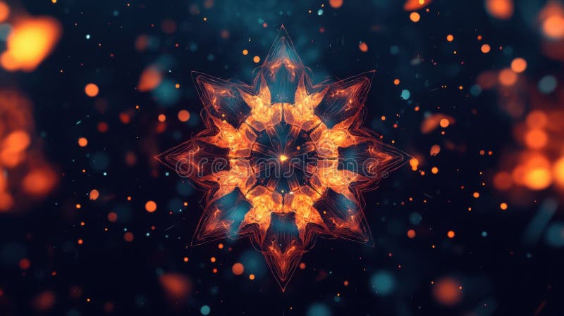 A Digital Illustration of a Star-like Pattern with Orange and Blue Hues ...