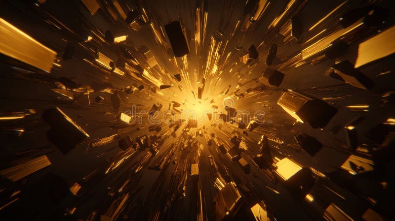 Digital Illustration Starburst Effect Gold Black Particles Stock Photos ...