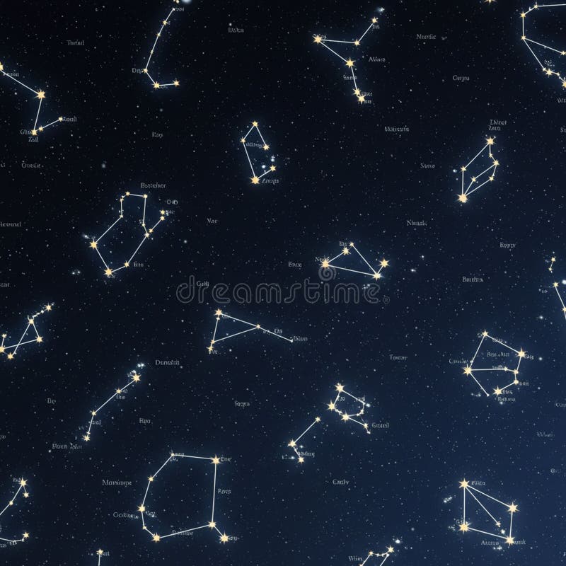 A Digital Illustration of a Starry Night Sky Features Various ...