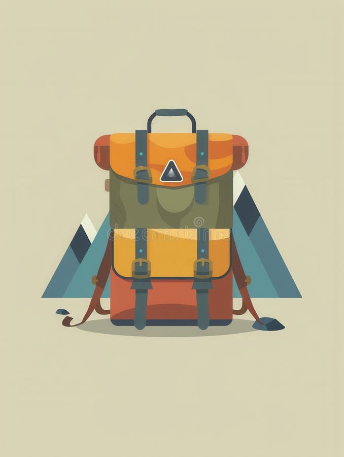 A Digital Illustration of a Stylized Backpack Against a Minimalist ...