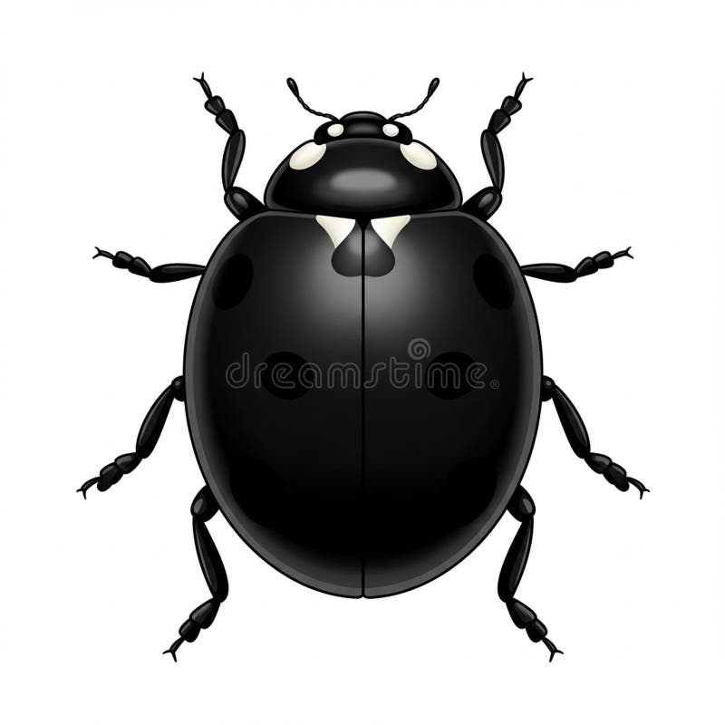 A Digital Illustration of a Stylized Black Ladybug with a Glossy ...