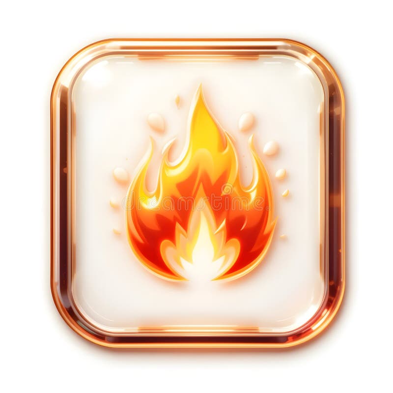 Stylized Fire Icon Illustration Featuring Glowing Orange Flame on a ...
