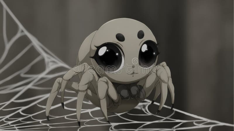 Adorable Spiderling on Its Web Stock Illustration - Illustration of ...