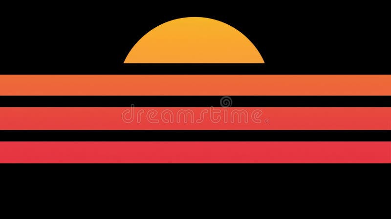 A Digital Illustration of a Sunset with a Yellow Sun and Orange and Red ...