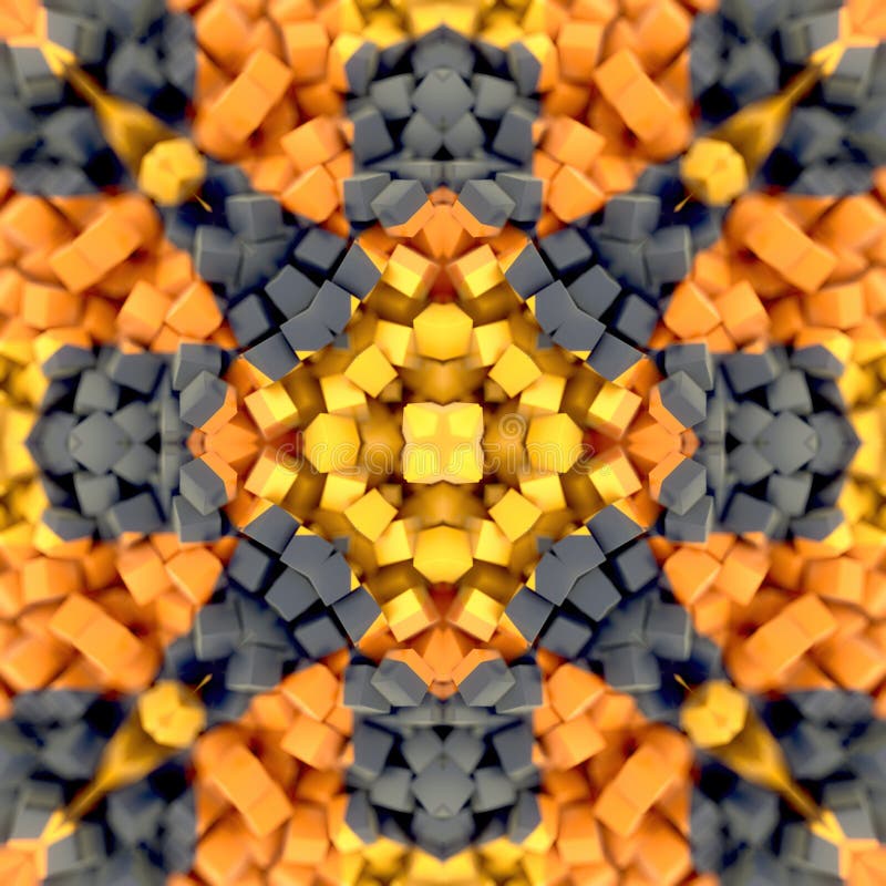 Digital Illustration with a Symmetrical Pattern of Cubes. 3d Rendering ...